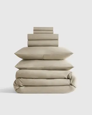 Quince Organic Crisp Percale Deluxe Bedding Bundle Toffee