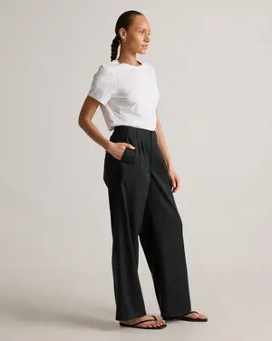 Quince Drapey Twill Pleated Trouser - True Black