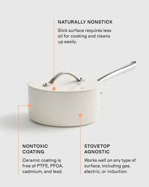 Quince Ceramic Nonstick Saucepan: 3qt