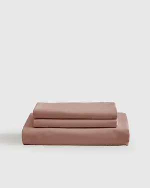 Quince Organic Crisp Percale Fitted Sheet Set Clay