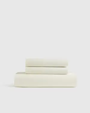 Quince Organic Crisp Percale Fitted Sheet Set - Ivory