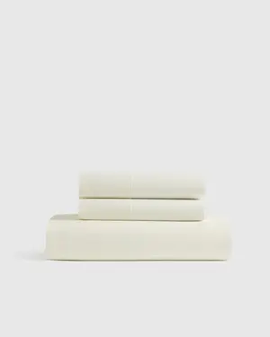 Quince Organic Crisp Percale Fitted Sheet Set Ivory