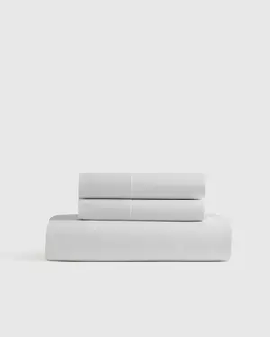 Quince Organic Crisp Percale Fitted Sheet Set - Light Grey