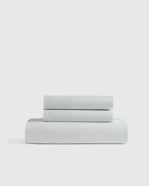 Quince Organic Crisp Percale Fitted Sheet Set - Mist