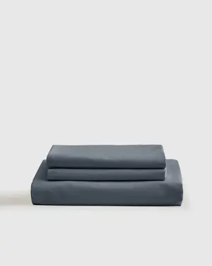 Quince Organic Crisp Percale Fitted Sheet Set Nightfall