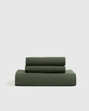 Quince Organic Crisp Percale Fitted Sheet Set - Pine