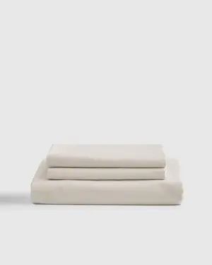 Quince Organic Crisp Percale Fitted Sheet Set Sand