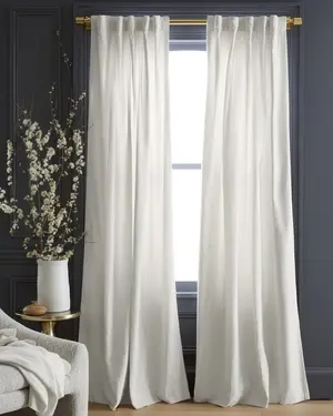 Quince Cotton Velvet Curtain Single Panel - Ivory