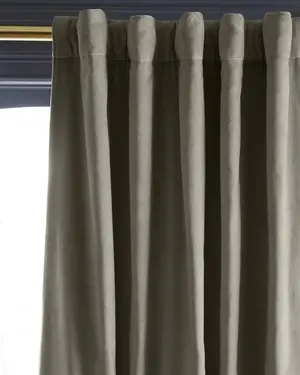 Quince Cotton Velvet Curtain Single Panel - Light Grey