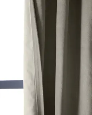 Quince Cotton Velvet Curtain Single Panel - Light Grey