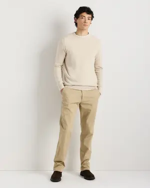 Quince Organic Cotton Piqué Crewneck Sweater - Speckled Beige