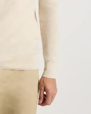 Quince Organic Cotton Piqué Crewneck Sweater - Speckled Beige