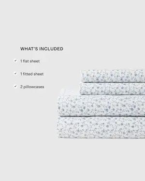 Quince Organic Crisp Percale Sheet Set - Blue Florette
