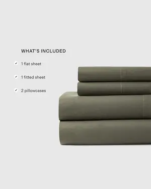 Quince Organic Crisp Percale Sheet Set - Dusty Olive