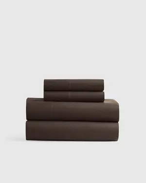 Quince Organic Crisp Percale Sheet Set - Espresso