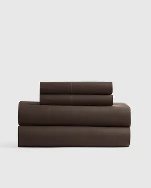 Quince Organic Crisp Percale Sheet Set Espresso