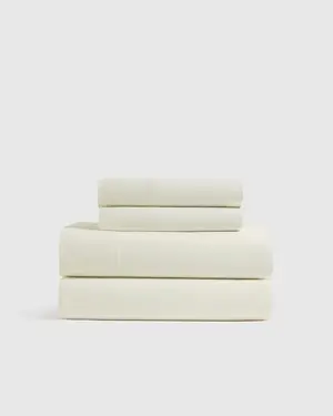 Quince Organic Crisp Percale Sheet Set - Ivory
