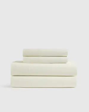Quince Organic Crisp Percale Sheet Set Ivory
