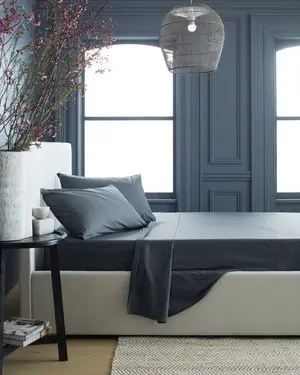 Quince Organic Crisp Percale Sheet Set - Nightfall