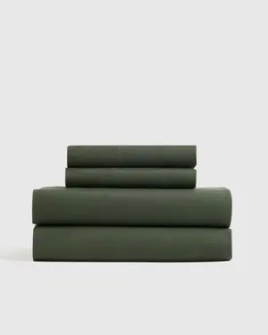 Quince Organic Crisp Percale Sheet Set Pine