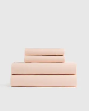 Quince Organic Crisp Percale Sheet Set Soft Pink