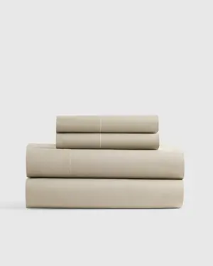 Quince Organic Crisp Percale Sheet Set Toffee