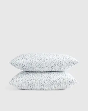 Quince Organic Crisp Percale Sham Set - Blue Florette
