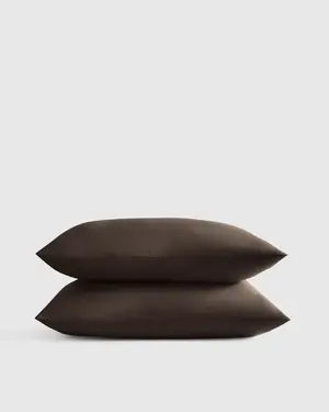 Quince Organic Crisp Percale Sham Set - Espresso