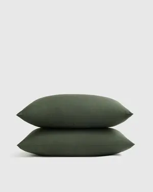 Quince Organic Crisp Percale Sham Set - Pine