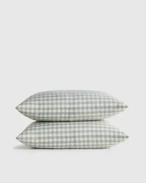 Quince Organic Crisp Percale Sham Set Willowleaf Gingham