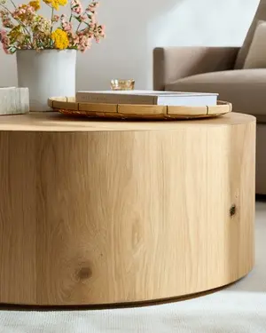 Quince Oak Drum Coffee Table