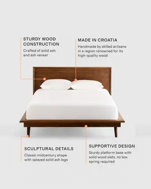 Quince Solid Wood Midcentury Platform Bed