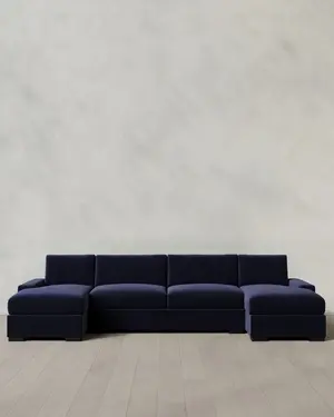 Quince Stillman U Sectional In Performance Velvet - Midnight