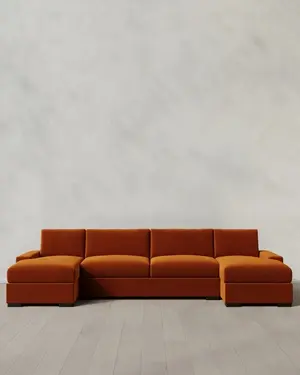 Quince Stillman U Sectional In Performance Velvet - Rust