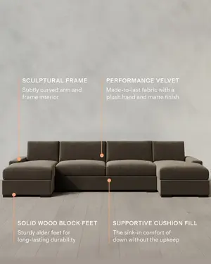 Quince Stillman U Sectional In Performance Velvet - Sable