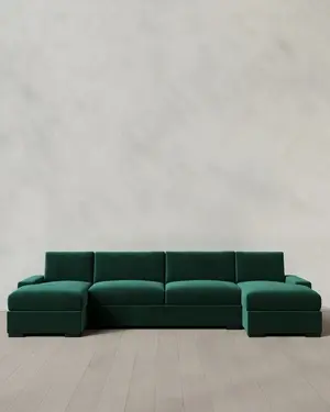 Quince Stillman U Sectional In Performance Velvet - Spruce