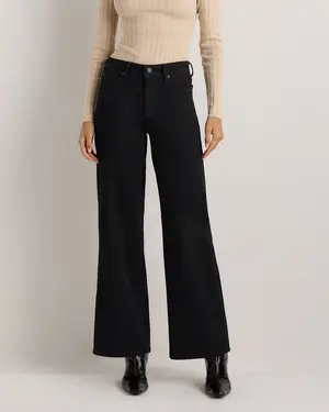Quince Luna Stretch Wide Leg Jeans - Black