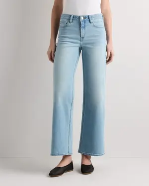 Quince Luna Stretch Wide Leg Jeans - Frosted Blue