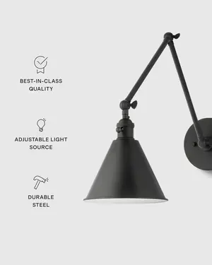 Quince Articulating Double Arm Steel Wall Sconce