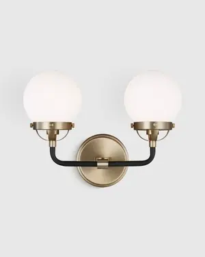 Quince Double Globe Steel Sconce - Black