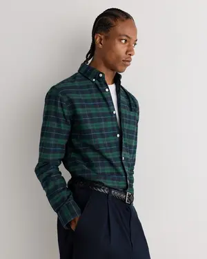 Quince Oxford Shirt - Green/navy Shadowplaid