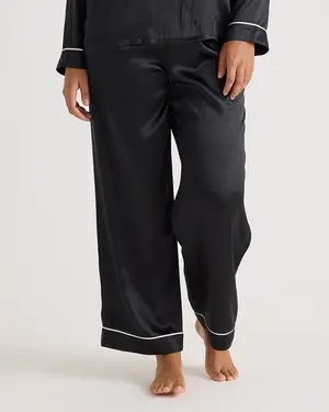 Quince Satin Pajama Pants - Black
