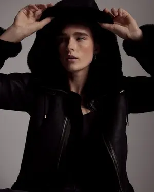 Quince Shearling Cold Weather Bomber Jacket - Black