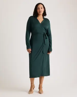 Silk Wrap Midi Dresses