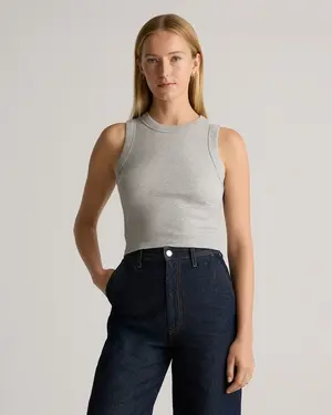 Quince Micro-ribbed Tank Top - Heather Grey