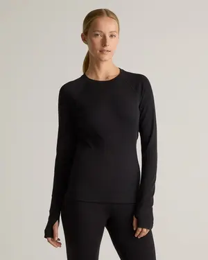 Quince 100% Merino Wool Cold Weather Base Layer Crew - Black
