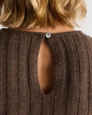 Quince Mongolian Cashmere Wide-rib Midi Dress - Brown