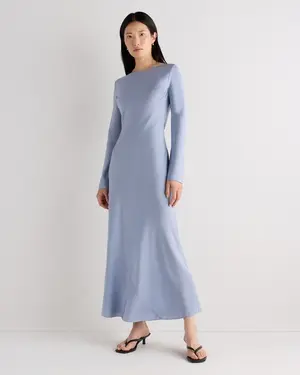 Quince Washable Stretch Silk Maxi Dress - Horizon Blue