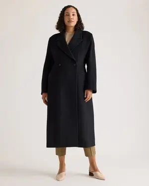 Quince Italian Wool Tailored Long Coat - Black