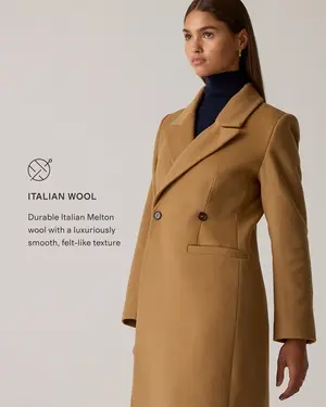 Quince Italian Wool Tailored Long Coat - Caramel